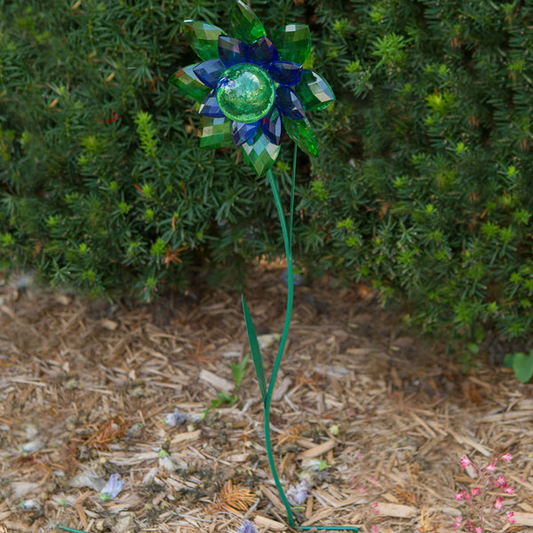 Illuminarie Gem Flower Stake - Green/Blue - EchoValley.com