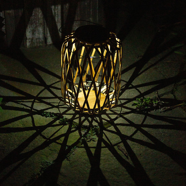 Lumisphere Wicker Solar Lantern - Cylindrical - EchoValley.com