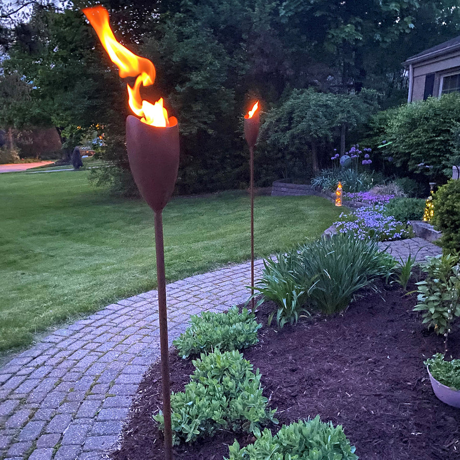 EchoFlame - Hammered Garden Torch (Set of 2) - EchoValley.com