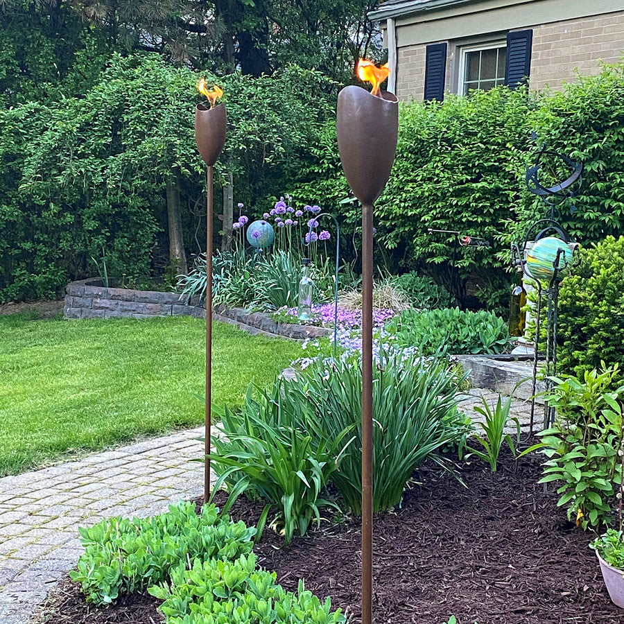 EchoFlame - Hammered Garden Torch (Set of 2) - EchoValley.com